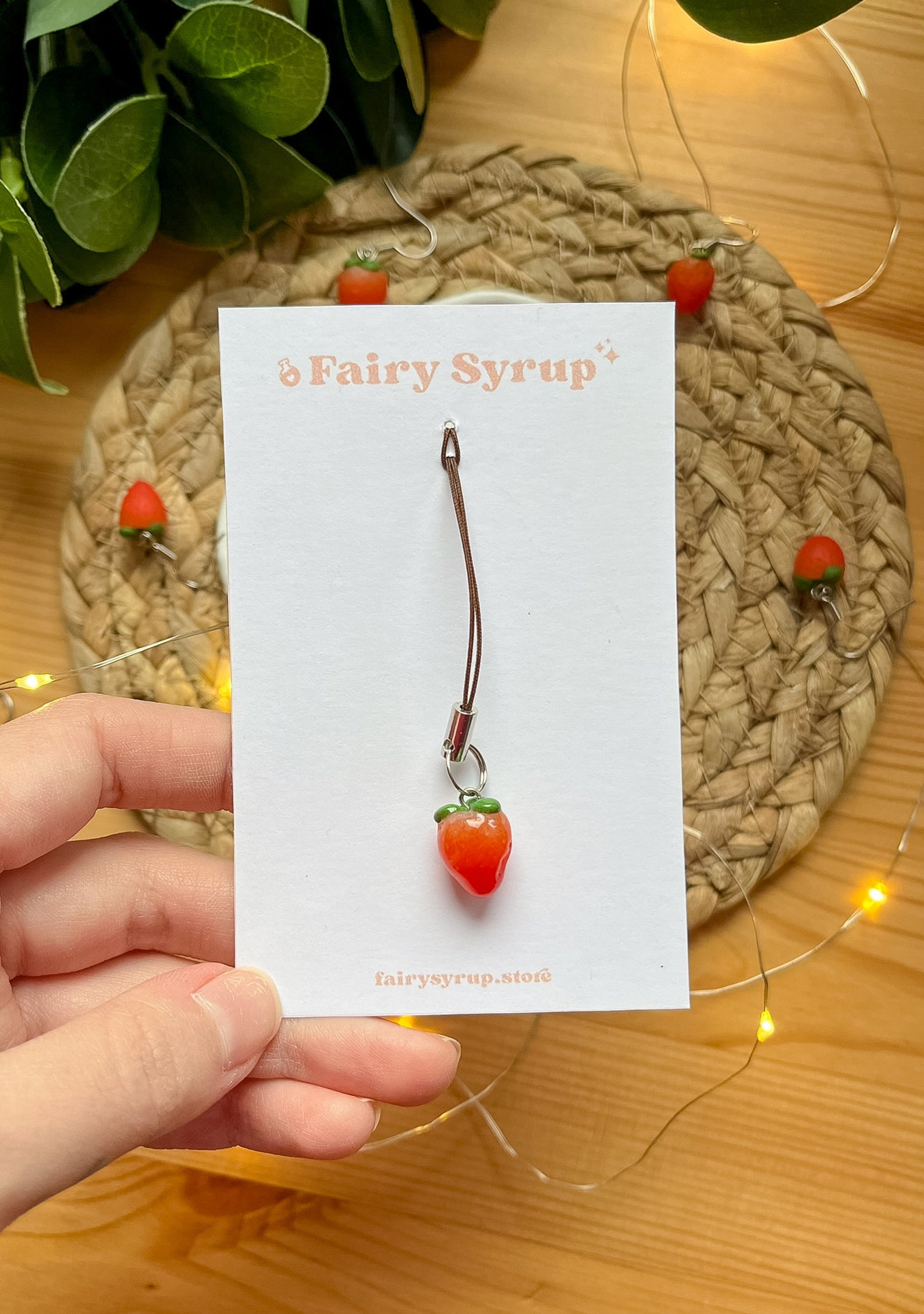 Strawberry Phone Charm, Cute Polymer Clay Charm, Polymer Clay ...