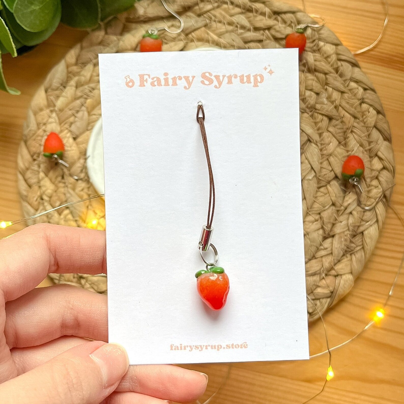 Strawberry Phone Charm, Cute Polymer Clay Charm, Polymer Clay ...