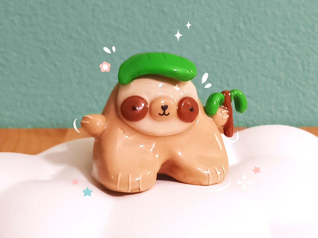 Sloth Desk Friend, Cute Polymer Clay Figurine, Sloth Figurine ...