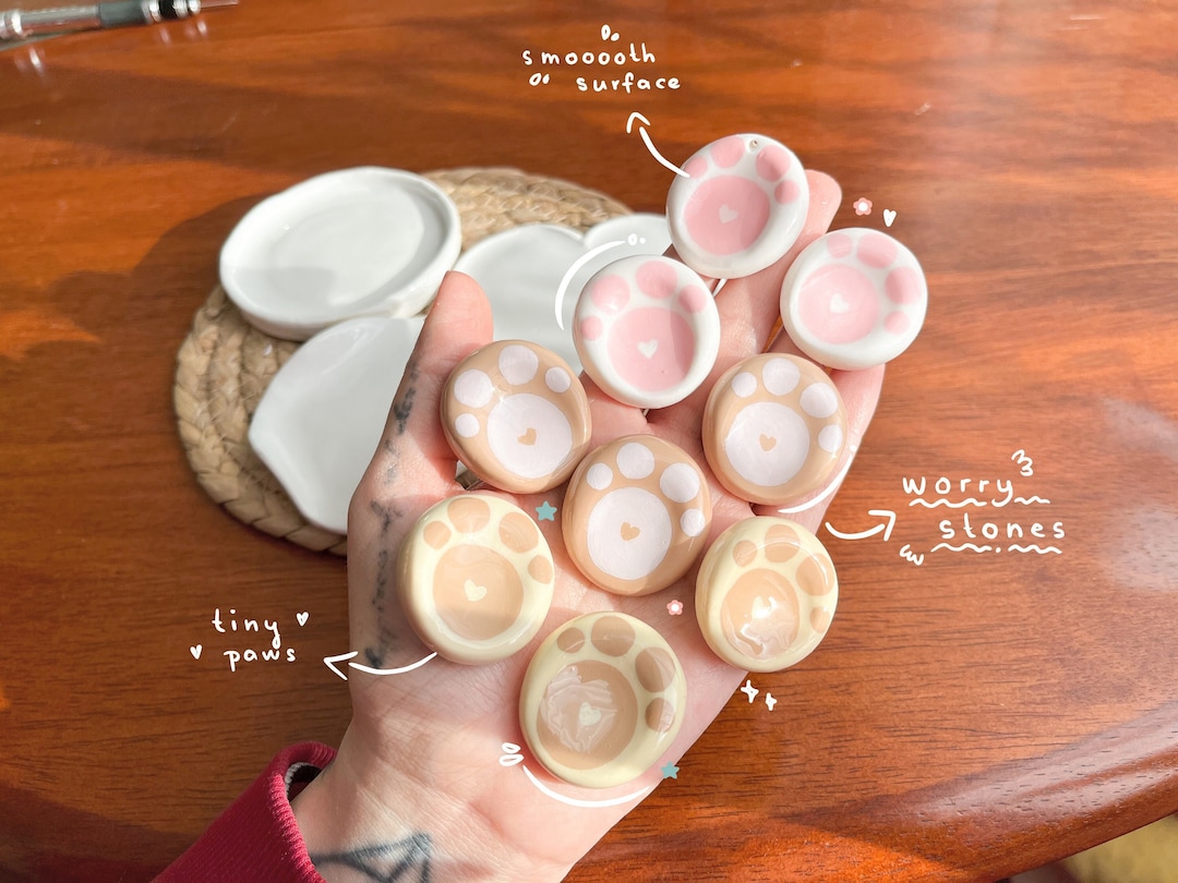 Worry Stone, Polymer Clay Worry Stone, Anxiety Relief Stone, Handmade Gift, Anti-stress Pebble ...