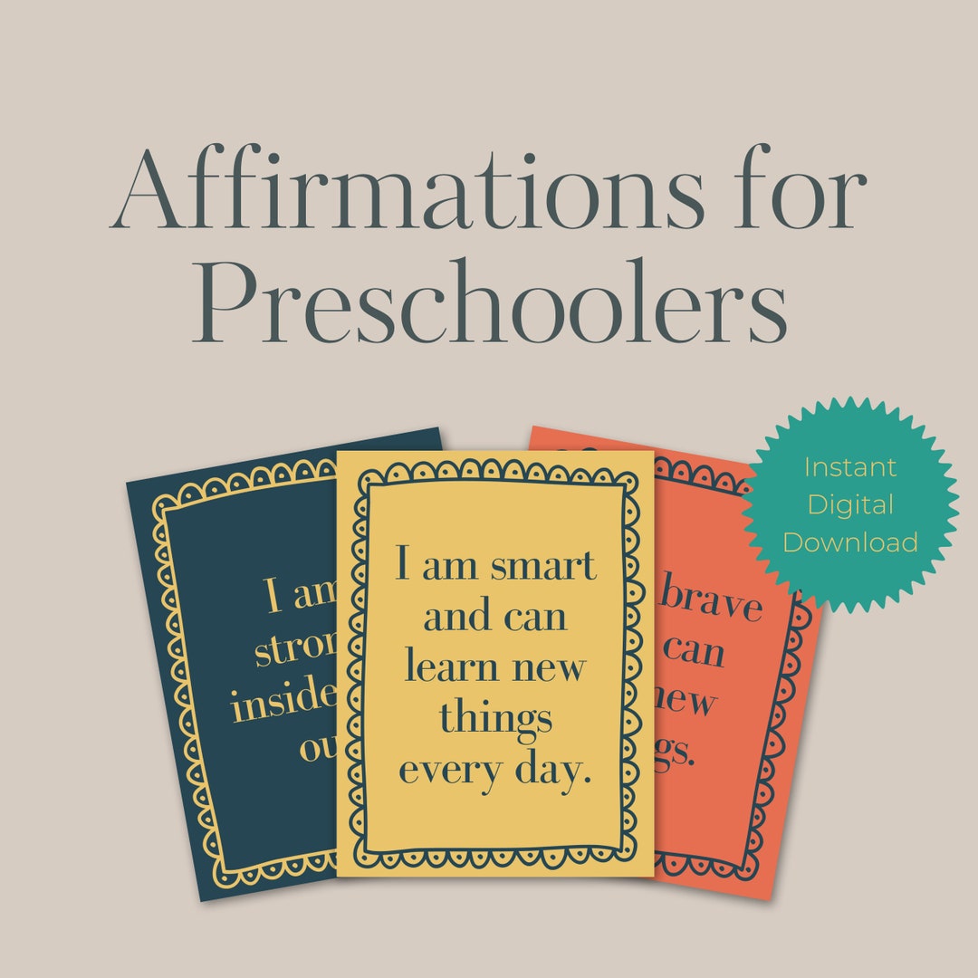 20 Affirmation Cards Printable for Preschoolers Postcard Size Digital ...