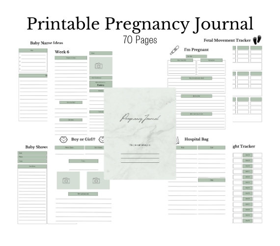 Printable Pregnancy Journal Planner Tracker Digital File PDF Letter ...