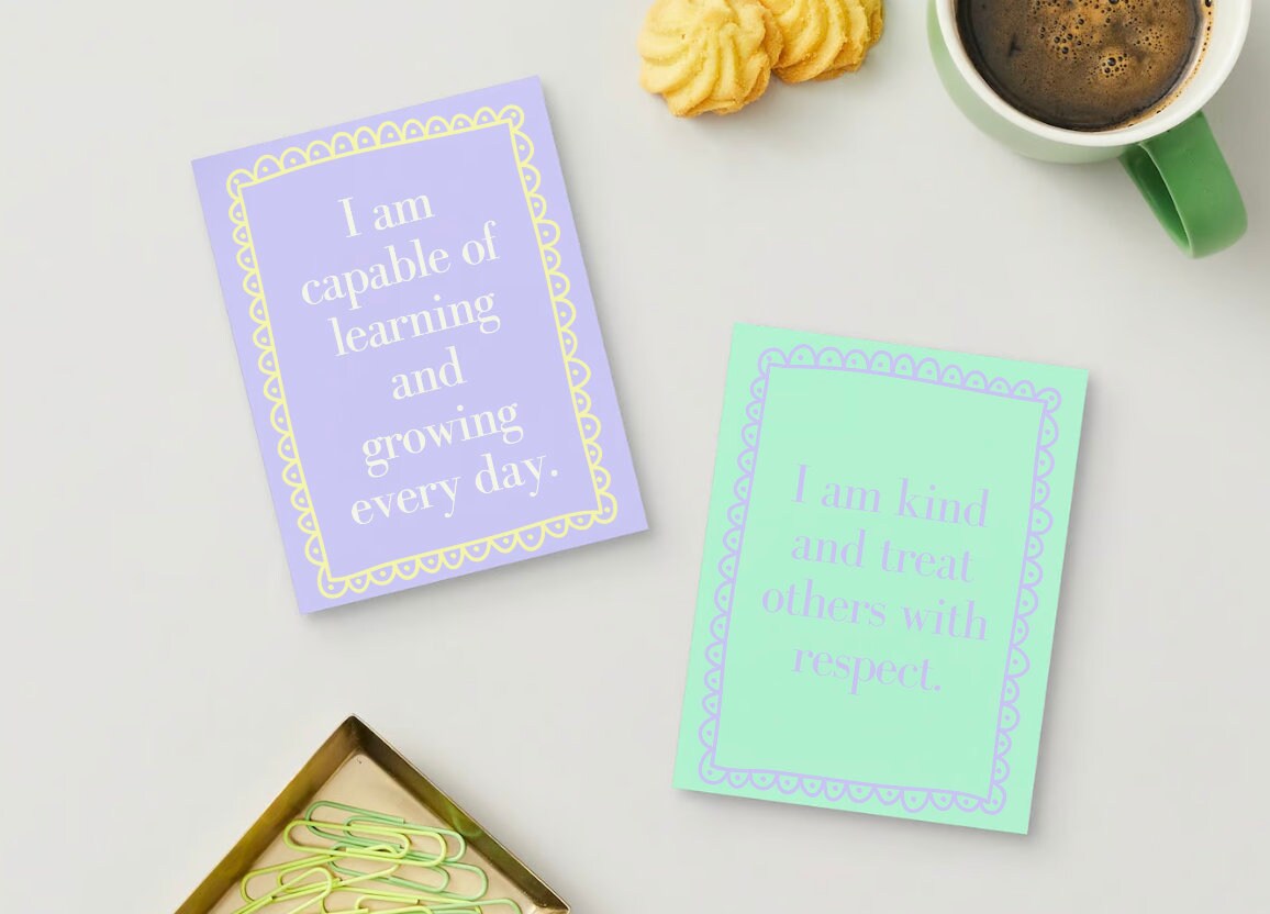 20 Affirmation Cards Printable for Elementary Age Kids Postcard Size ...
