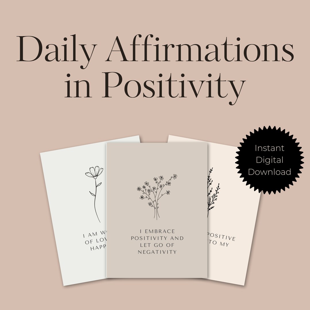 20 Positivity Affirmations Printable Cards Neutral Aesthetic Digital ...