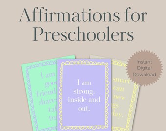 20 Affirmation Cards Printable for Preschoolers Postcard Size Digital ...