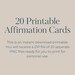 20 Affirmation Cards Printable for Preschoolers Postcard Size Digital ...