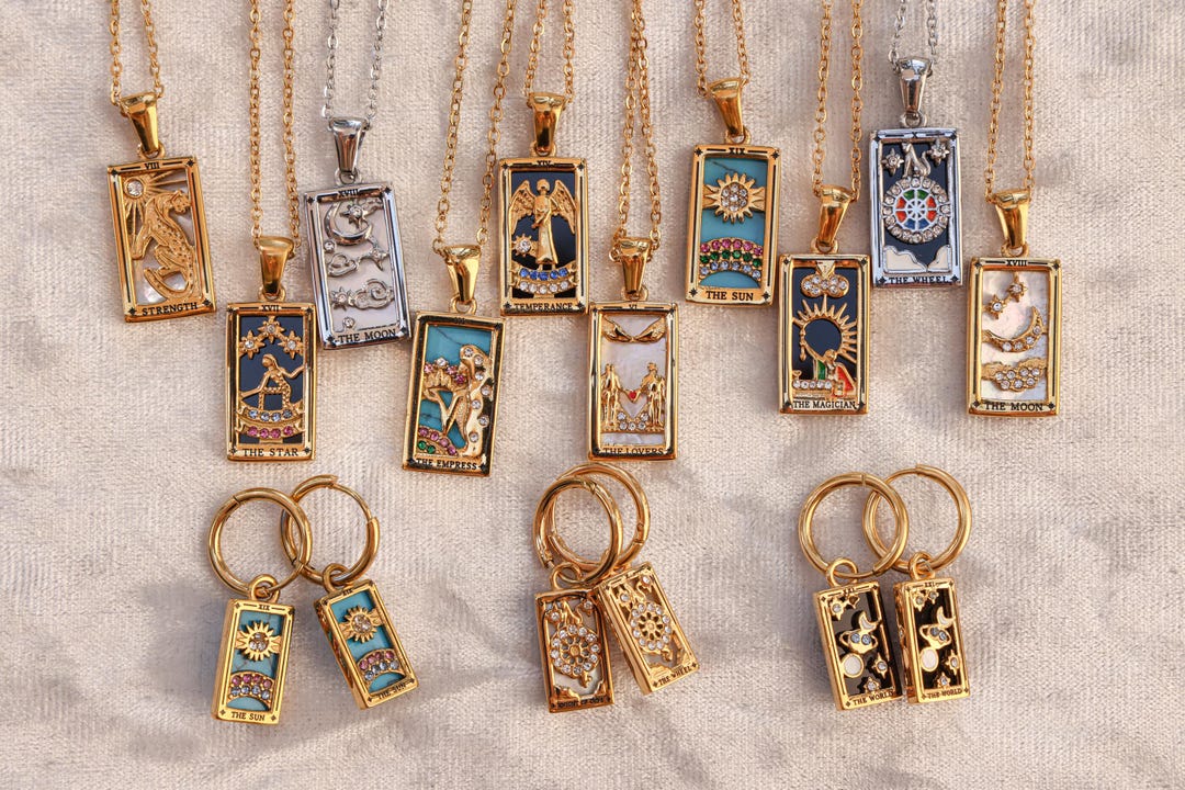 Tarot Card Pendant Necklace - Stainless Steel - Waterproof - Tarnish ...