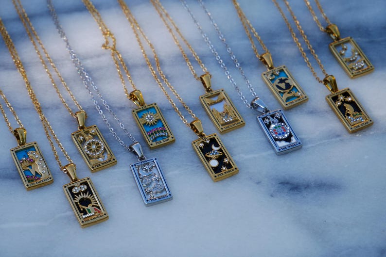 Tarot Card Pendant Necklace - Stainless Steel - Waterproof - Tarnish ...