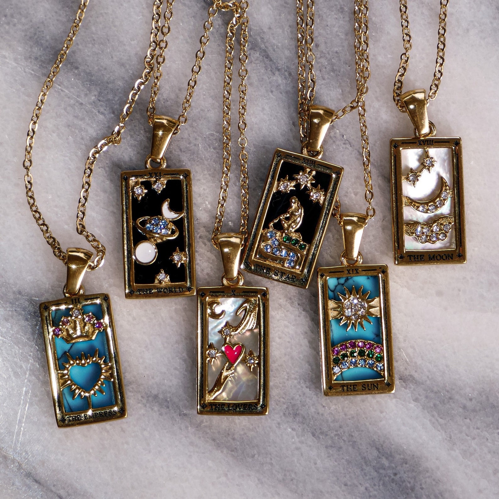 Tarot Card Pendant Necklace - Stainless Steel - Waterproof - Tarnish ...
