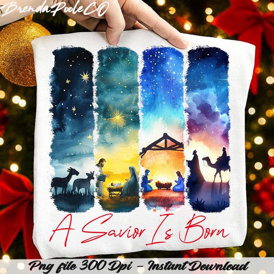 A Savior is Born PNG, Jesus Birth Scene PNG, Christian Nativity Bow ...