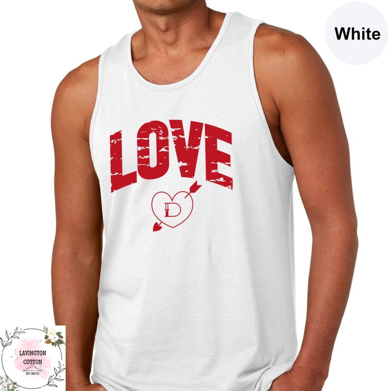 Custom Name Heart Letter Tank Top, Personalized Love Arrow Initial Tank ...