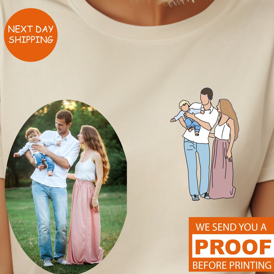 Custom Portrait Shirt,custom Portrait From Photo, Outline Photo Tshirt ...