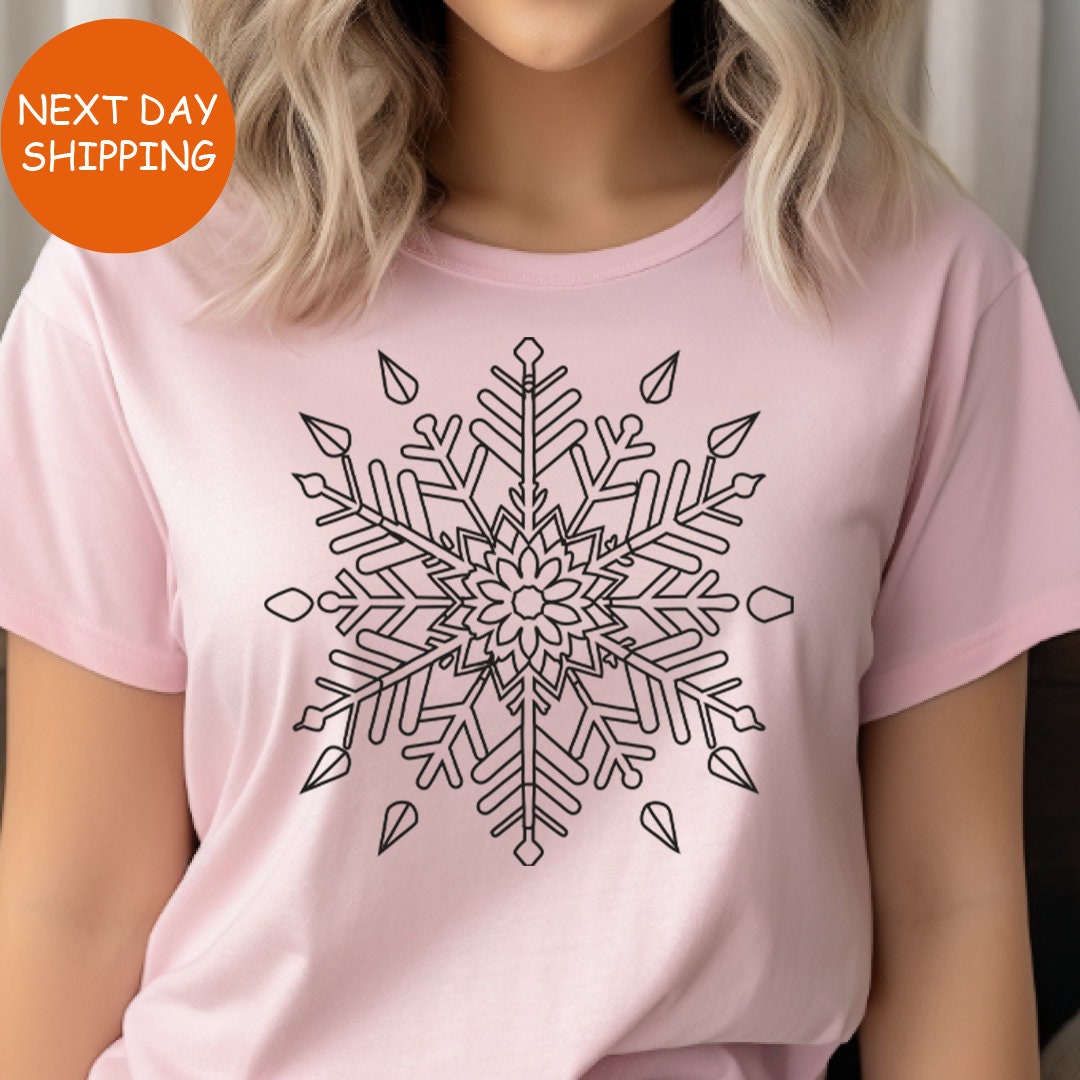 Snowflake T-shirt, Christmas Tee, Holiday Party Tops, Women Christmas ...