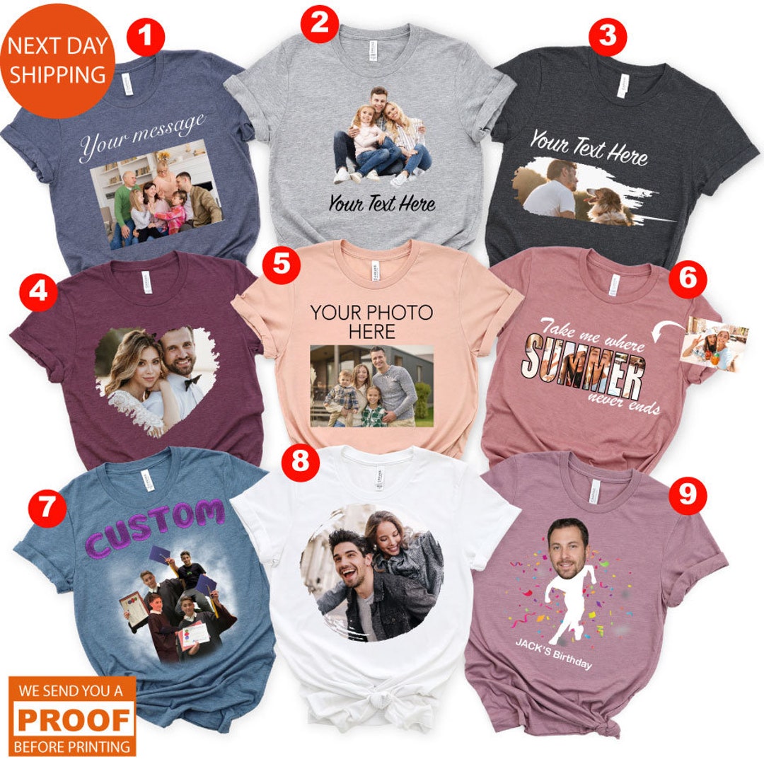Custom Photo Shirt, Personalized Tee With Photo, Custom Front and Back ...