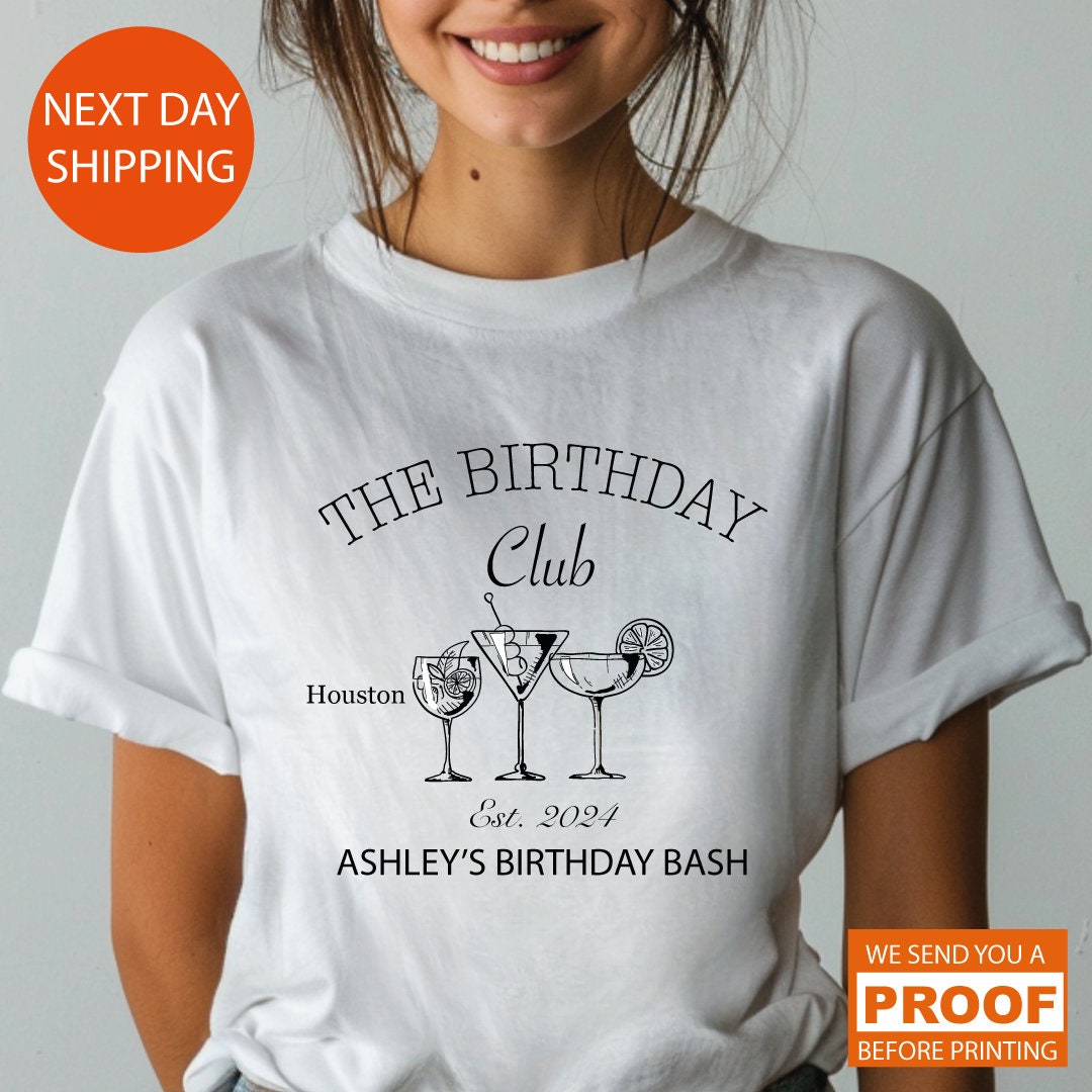 Personalized Birthday Tee, the Birthday Club Tshirts, Custom Group Tee ...