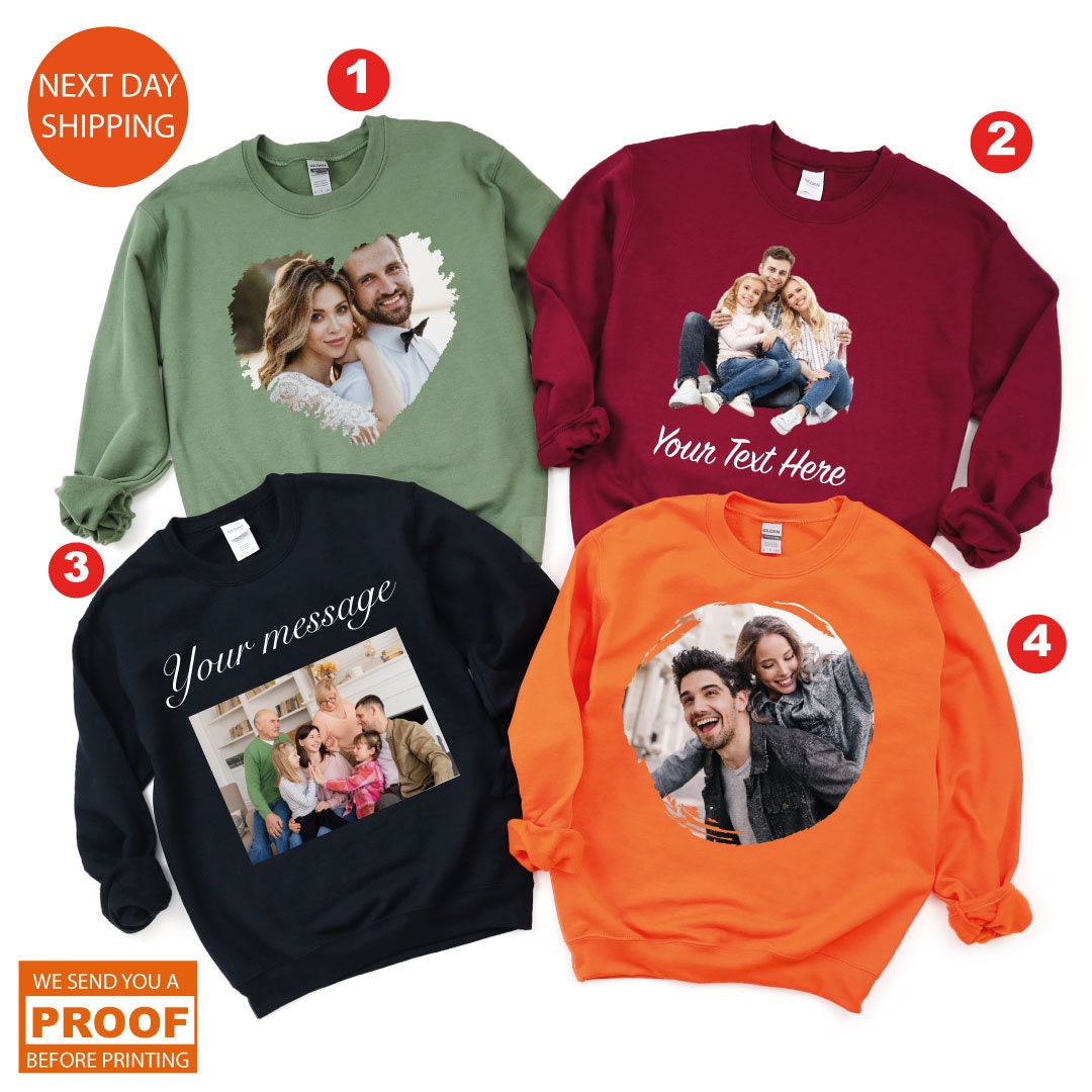 Custom Photo Sweatshirt, Personalized Top With Photo, Custom Front and ...