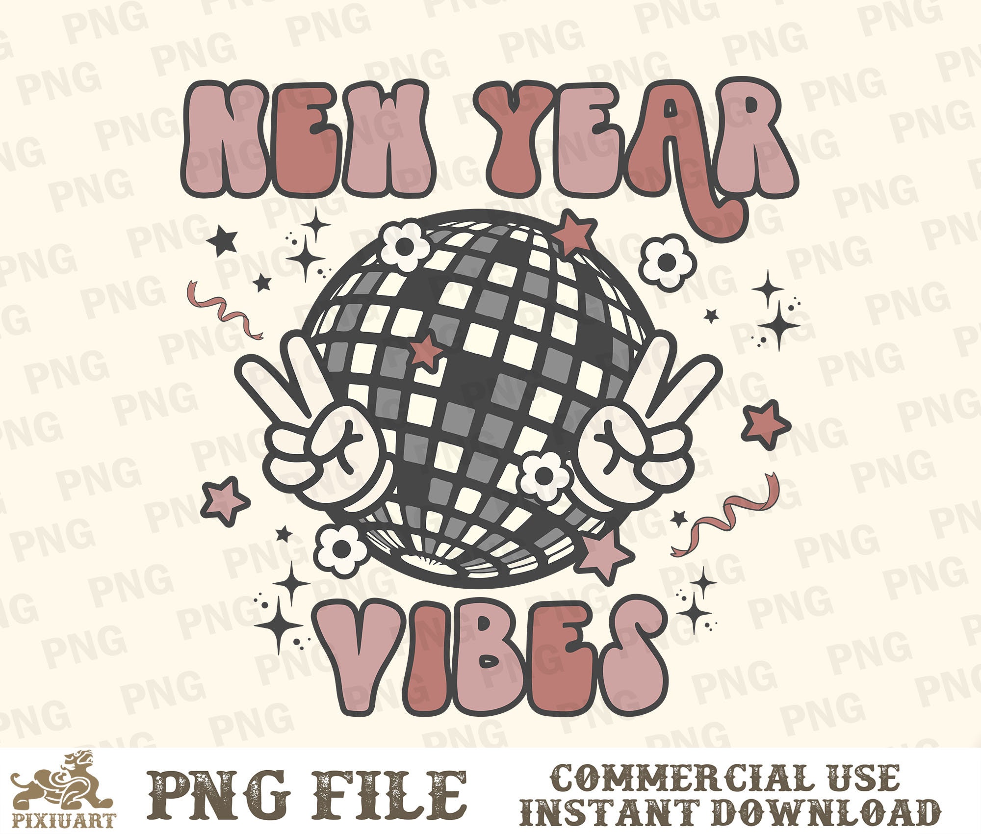 New Year Vibes PNG Disco Ball New Year 2024 Retro New Year - Etsy