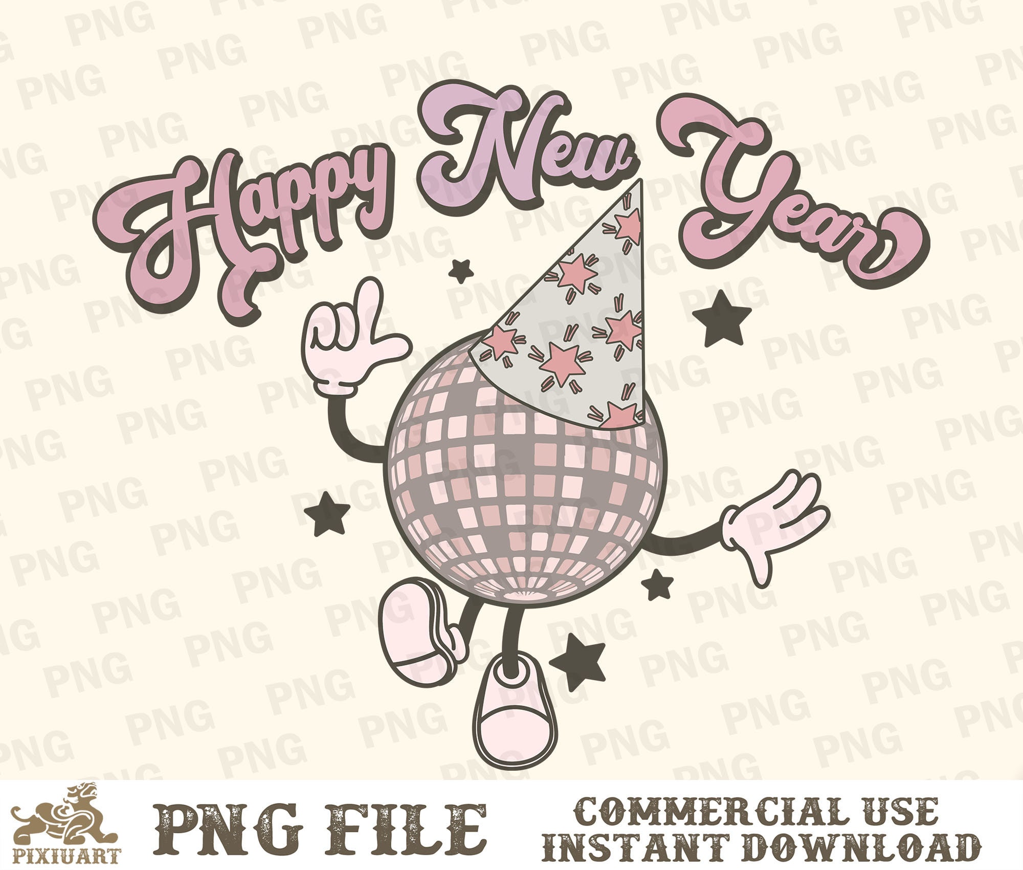 Happy New Year PNG Disco Ball New Year 2024 Retro New Year - Etsy