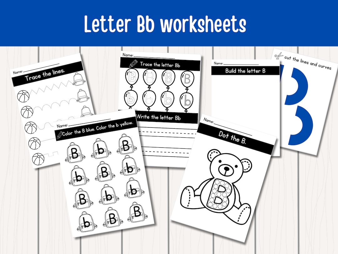 Preschool Educational Worksheet Letter Bb Worksheet Back to - Etsy