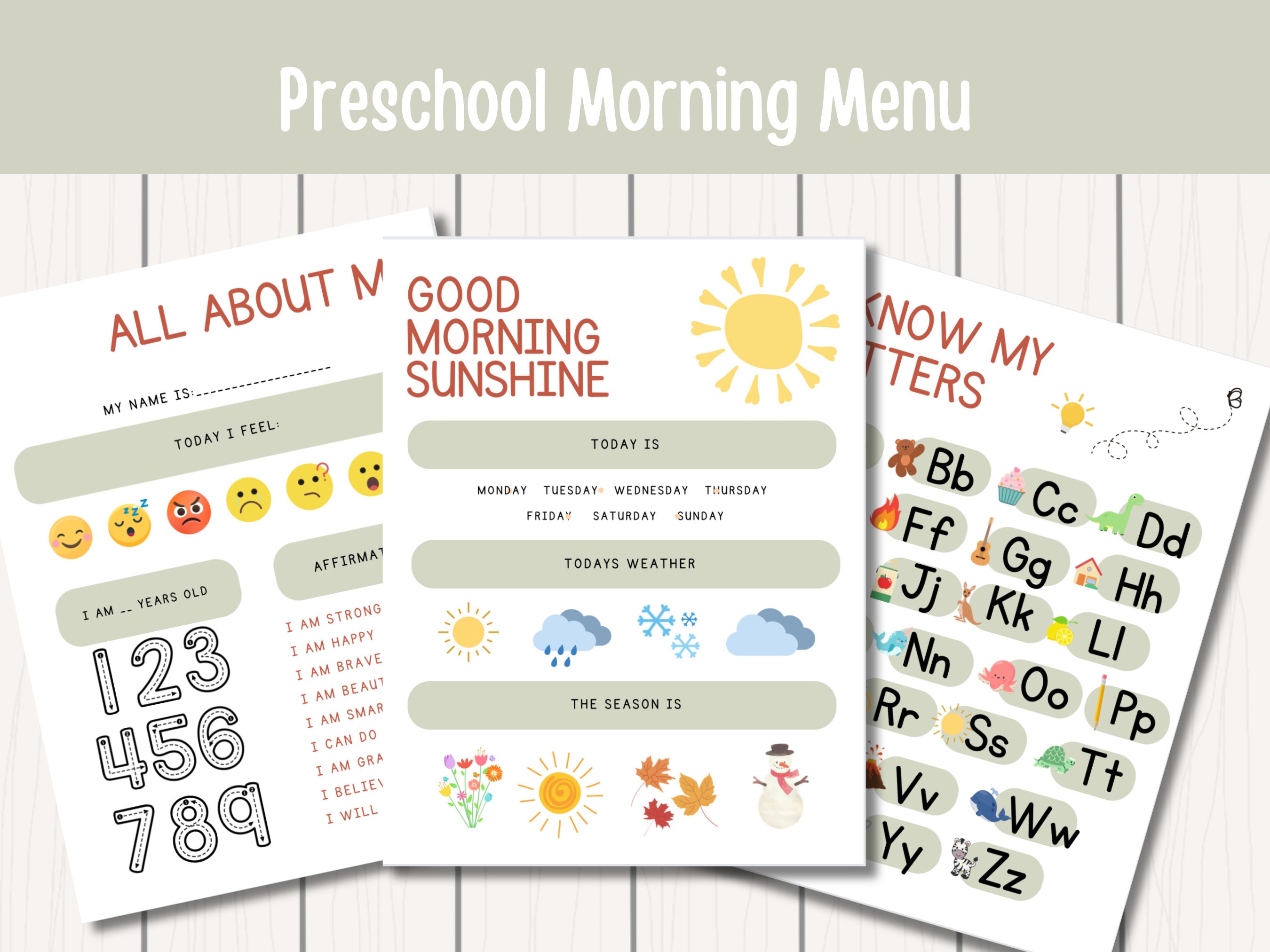 Preschool Morning Menu Printable, Homeschool Preschool, Preschool ...