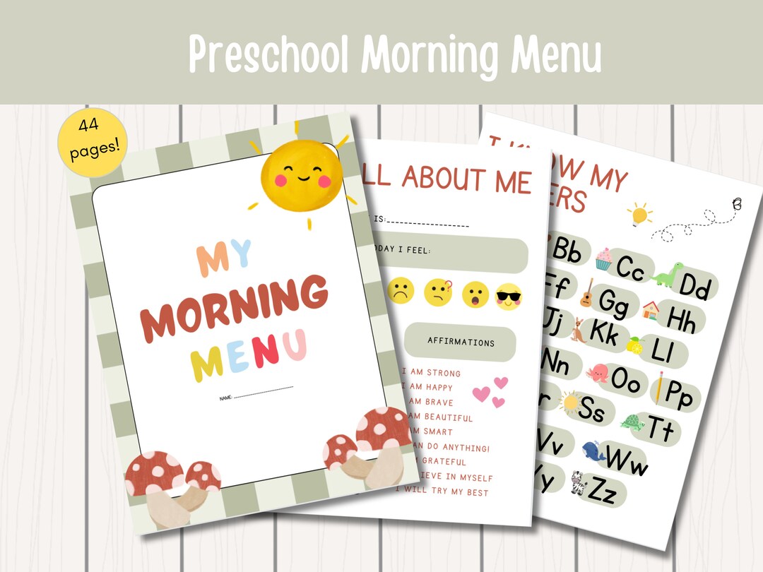 Preschool Morning Menu Printable, Homeschool Preschool, Preschool ...
