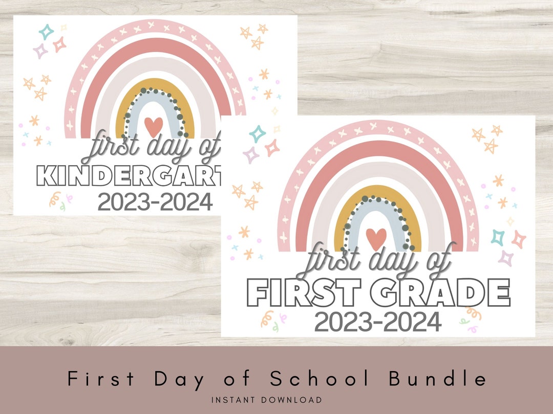Printable First Day Sign, Kindergarten to Fifth Grade, Back to School ...