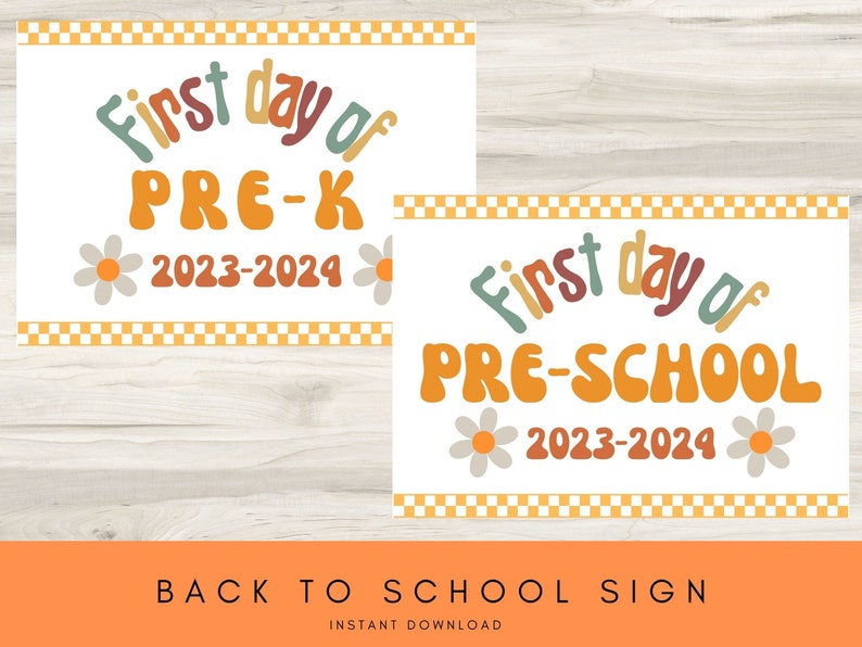 Printable First Day of School Sign for Kindergarten to Fifth Grade - Etsy