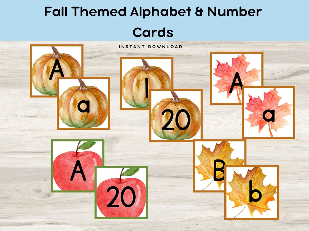 Fall Preschool Flash Cards, Alphabet Flash Cards, Number Flash Cards ...