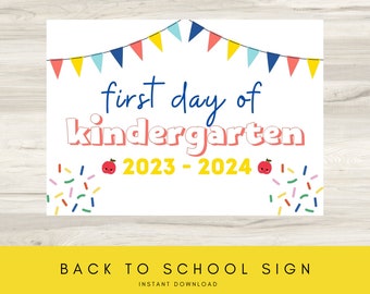 Printable First Day of School Sign for Kindergarten to Fifth Grade - Etsy