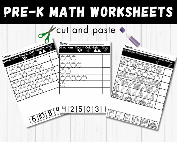 Preschool Math Worksheets Cut and Paste Activity Number Activities ...