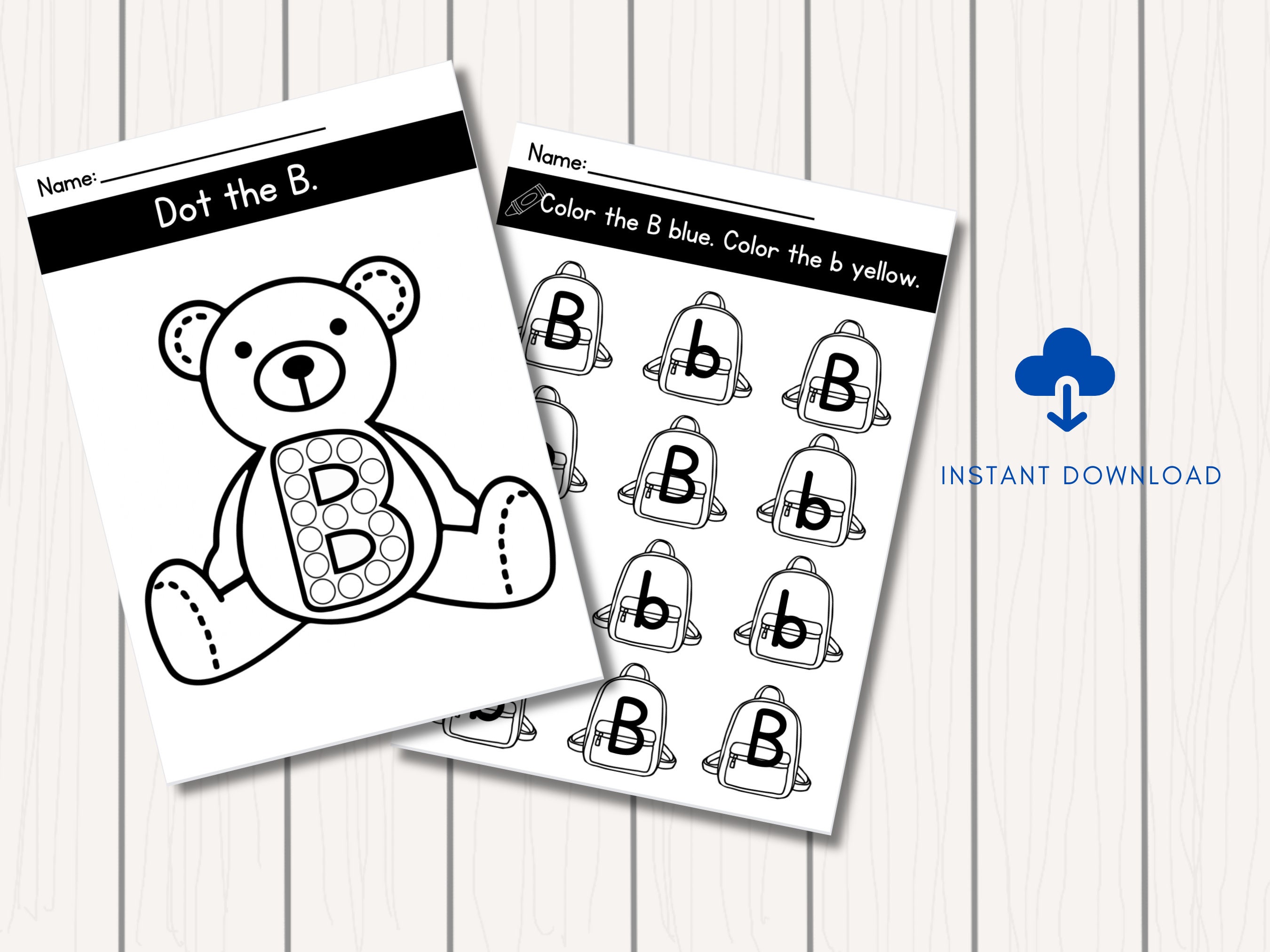 Preschool Educational Worksheet Letter Bb Worksheet Back to - Etsy