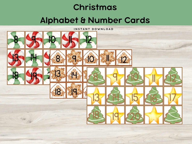 Christmas Preschool Flash Cards, Letter and Number Cards, Alphabet ...