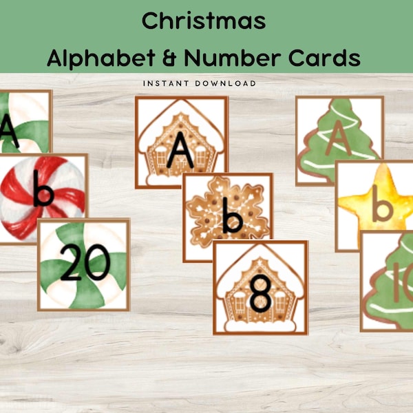Christmas Preschool Flash Cards, Letter and Number Cards, Alphabet ...