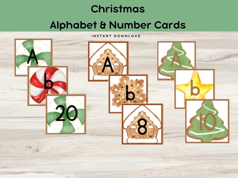 Christmas Preschool Flash Cards, Letter and Number Cards, Alphabet ...