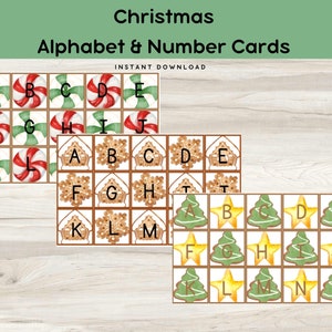 Christmas Preschool Flash Cards, Letter and Number Cards, Alphabet ...