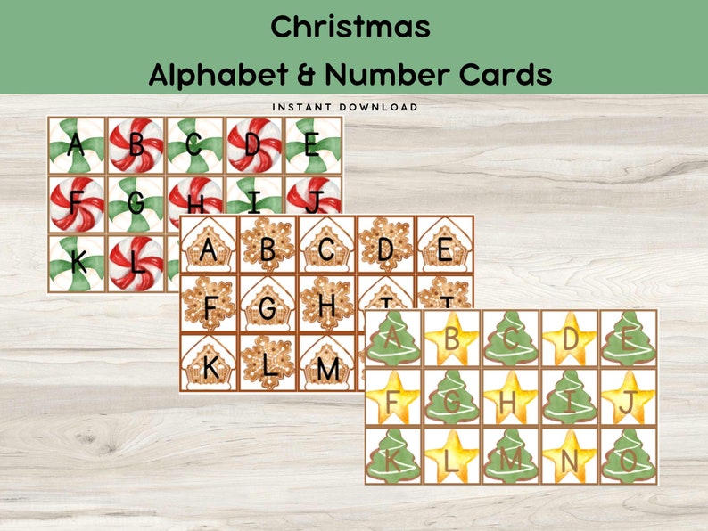 Christmas Preschool Flash Cards, Letter and Number Cards, Alphabet ...