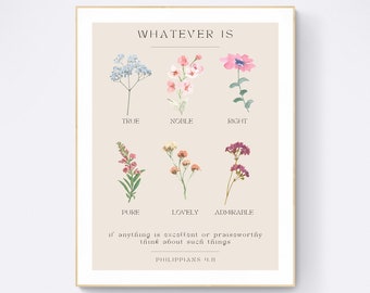 Philippians 4:8 Wall Art, Bible Verse Print, Christian Art, Whatever is ...