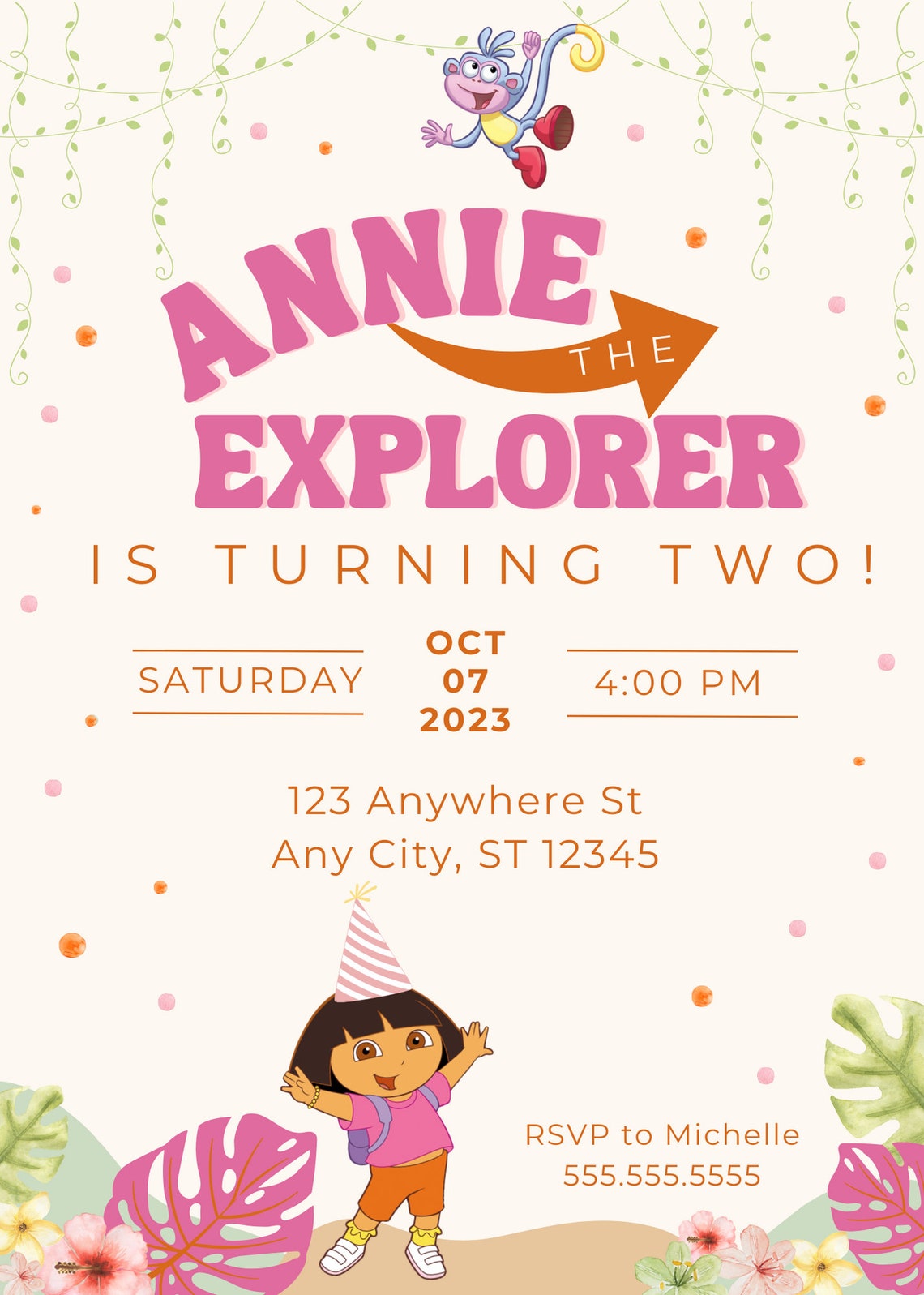 Dora the Explorer Birthday Invitation/nickelodeon/birthday Invite/girls ...