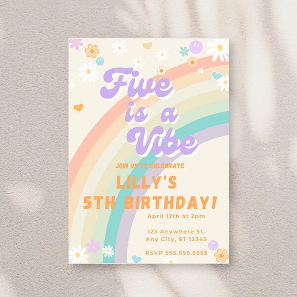 Five is a Vibe Invitation - Etsy