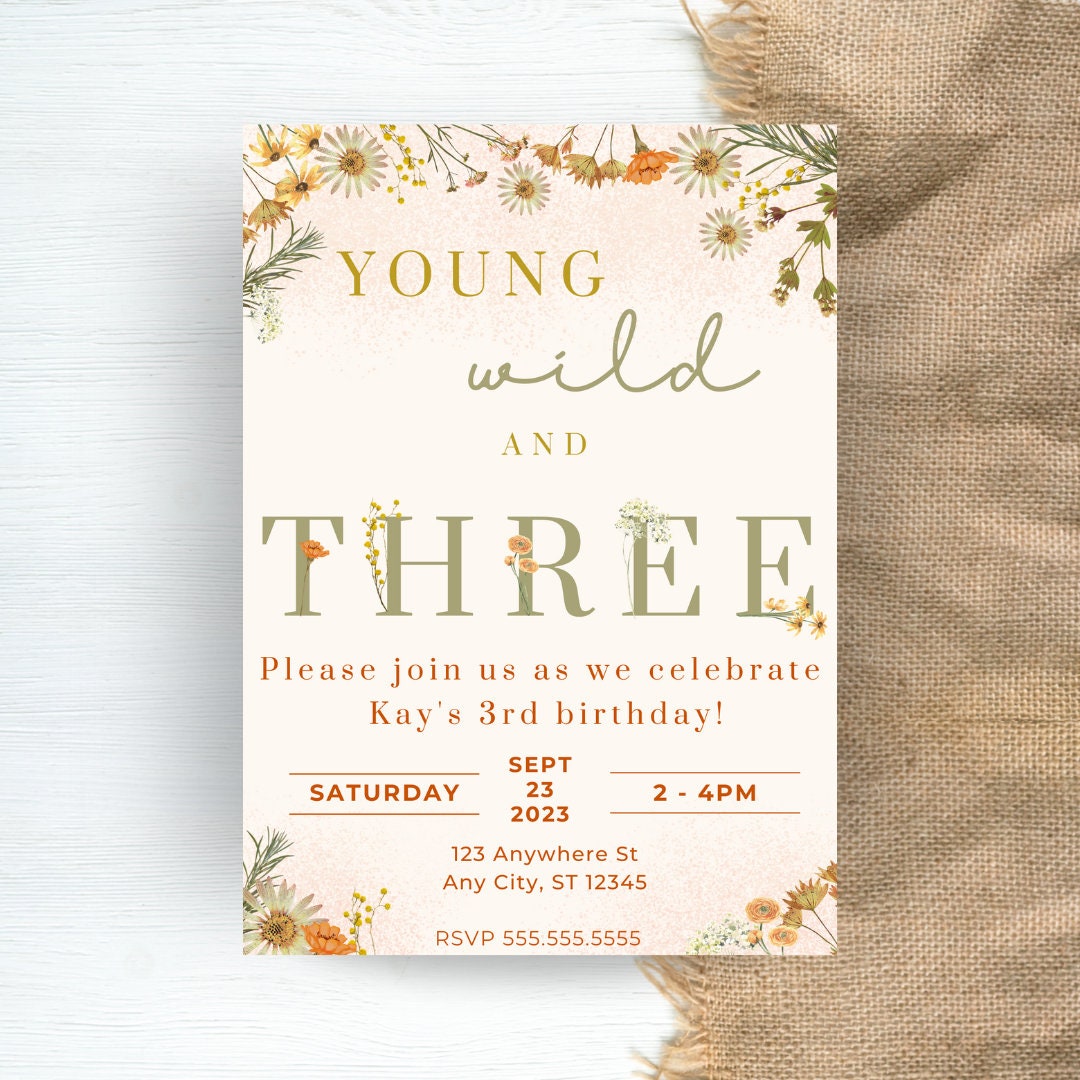 Fall Themed Young Wild and Three Party Wildflower Birthday - Etsy