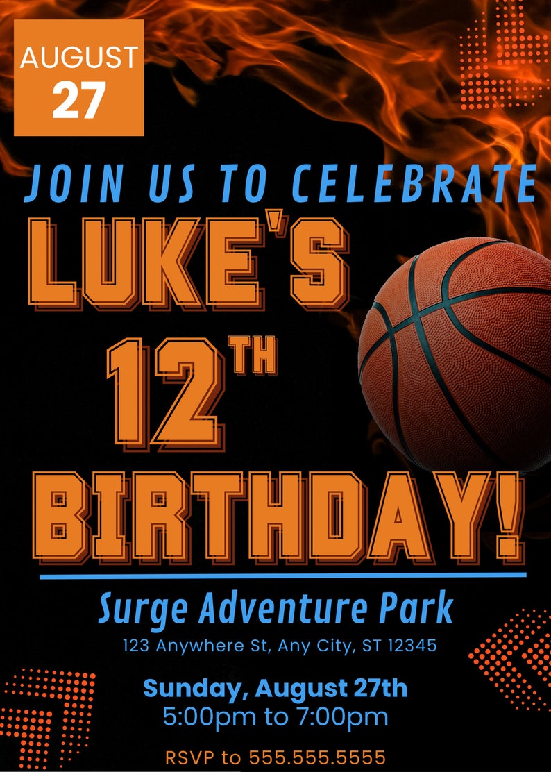 Basketball Birthday Invitation Digital File, Sports Theme, Basketball ...