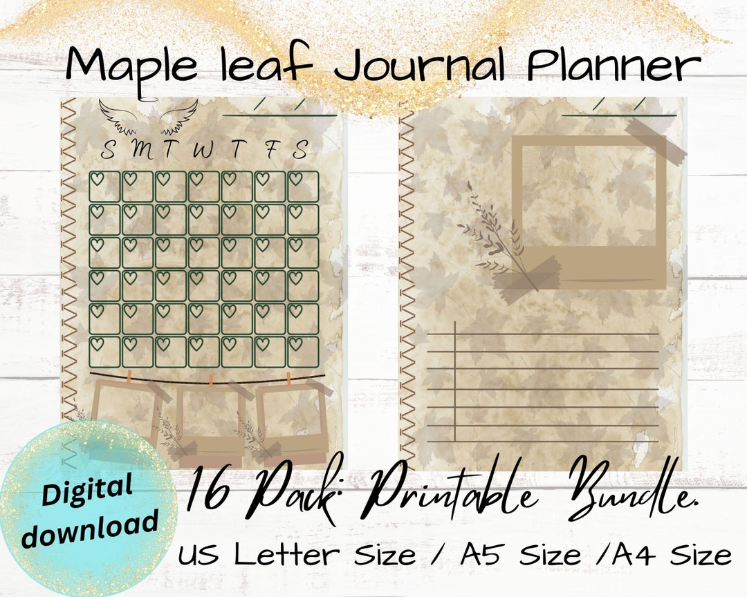 Maple Leaf Journal Planner Printable Diary for Emotional Well Being - Etsy