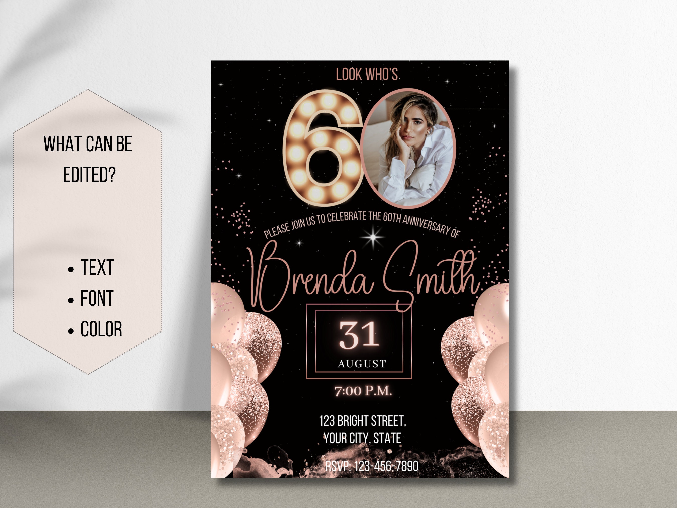 Look Who's 60, 60th Birthday Invite, 60th Birthday Party, Editable ...