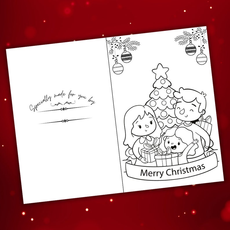 Children's Color Your Own Christmas Cards, Coloring Cards, Kids ...