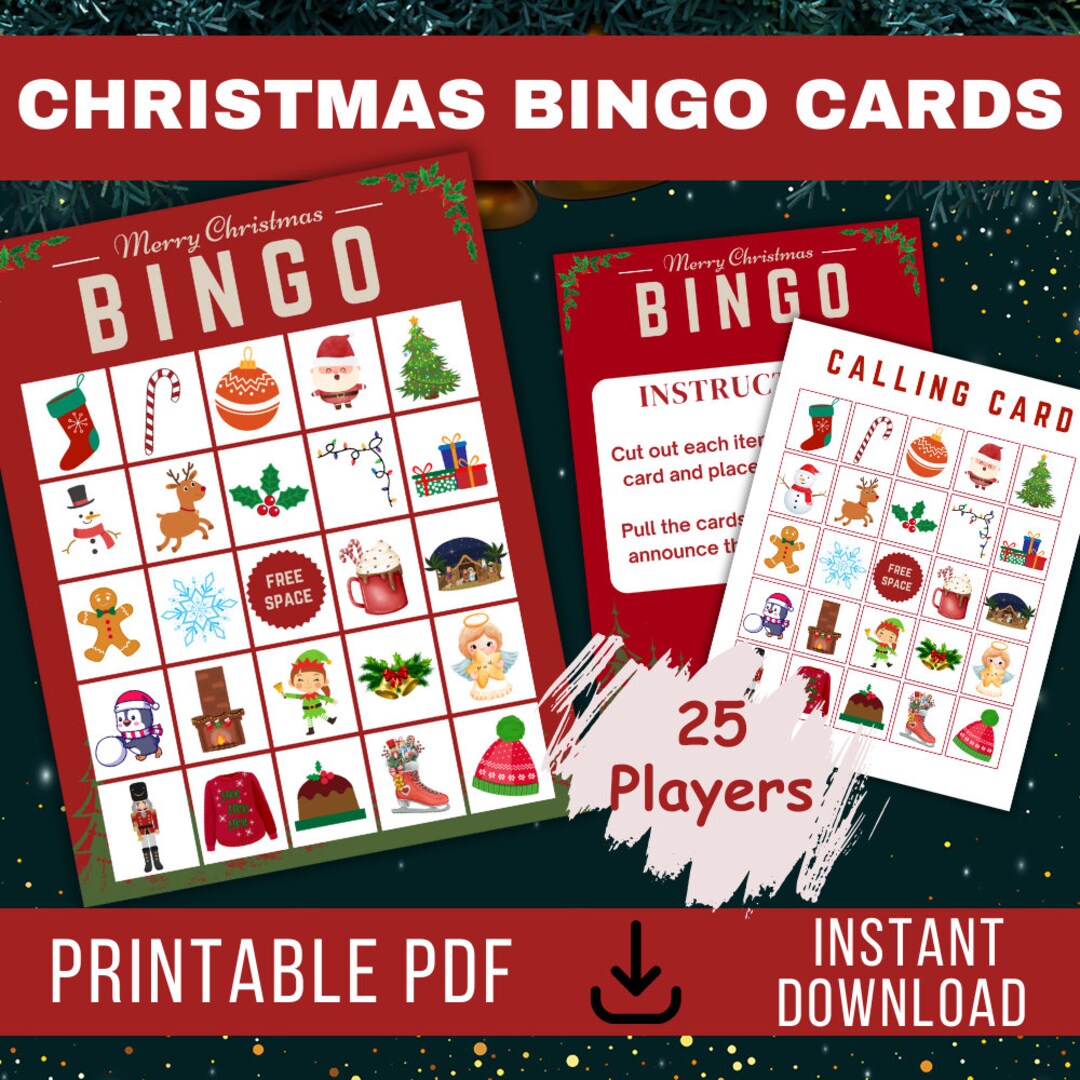 Printable Christmas Bingo Cards, Instant Printable Fun Party Game ...