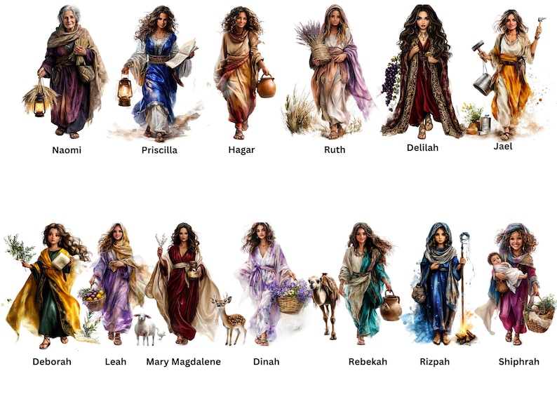 Women of the Bible Clipart, Bible Story Art, Biblical Characters,sunday ...