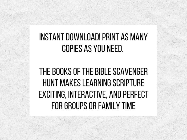 Books of the Bible Scavenger Hunt Game, Printable Bible Activity for ...