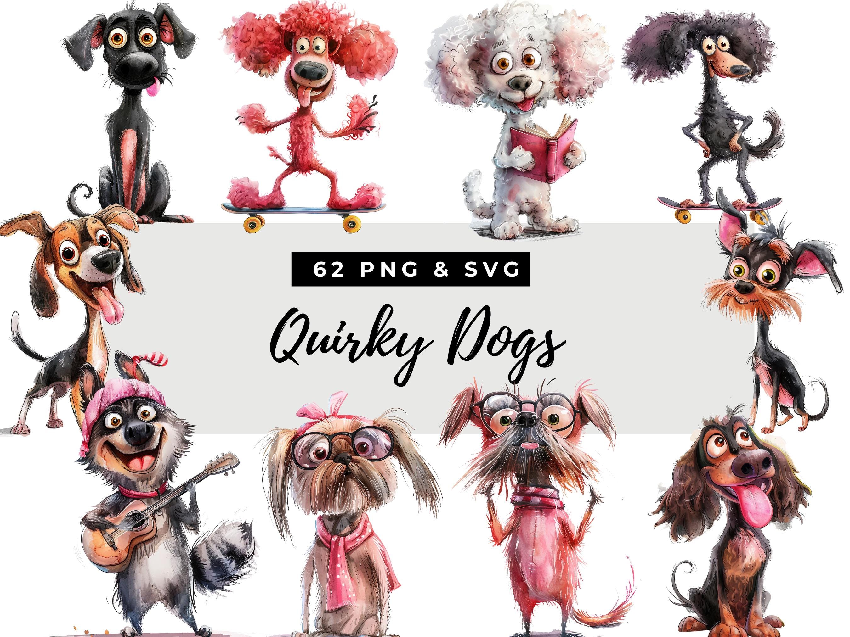 Quirky Dog Clipart, Funny Dog Png Svg, Cute Caricature Pets, Quirky ...