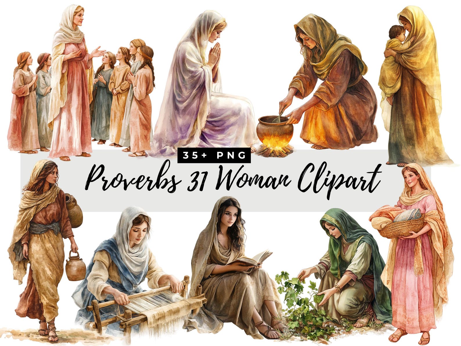 Biblical Women Clipart, Proverbs 31 Woman, Christian PNG, Biblical ...
