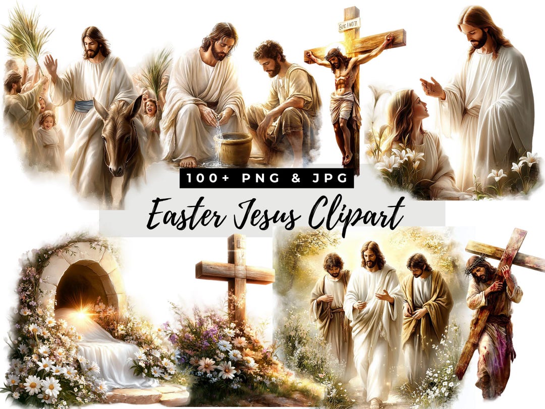 Easter Jesus Clipart, Watercolor Illustrations, Printable Digital ...